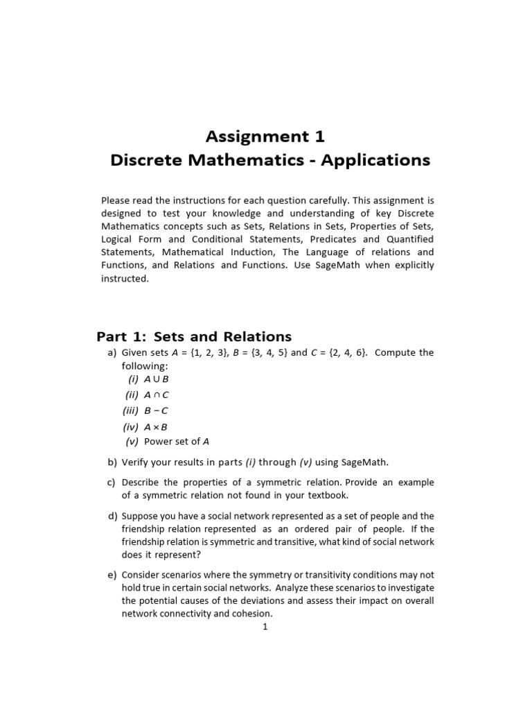 ICS 215 - Assignment 1 - Discrete Mathematics | PDF