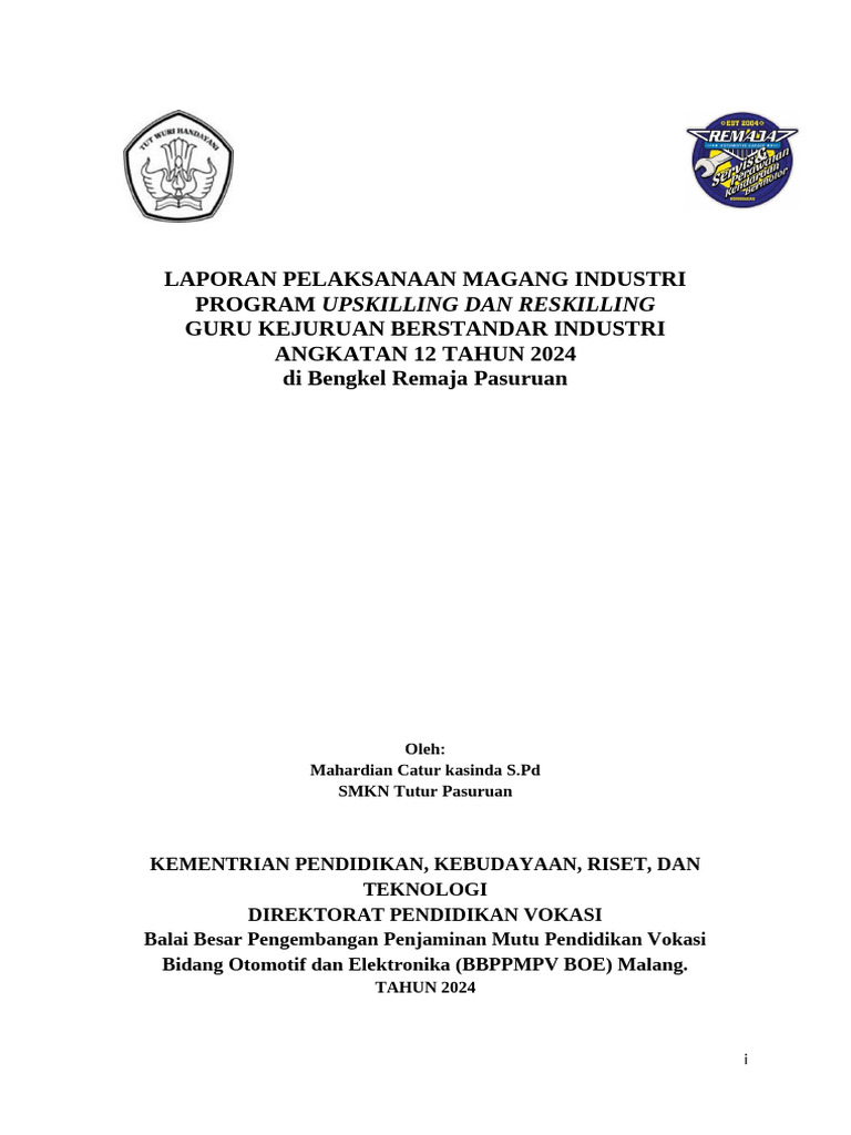 Format Laporan Magang Industri - Peserta | PDF
