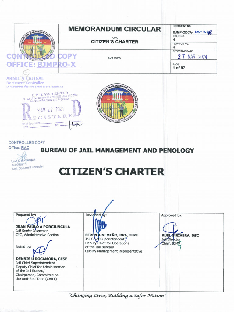 Accounting - 20240327 Bjmp-Dca-Mc-157b Rev 4 Citizen's Charter | PDF