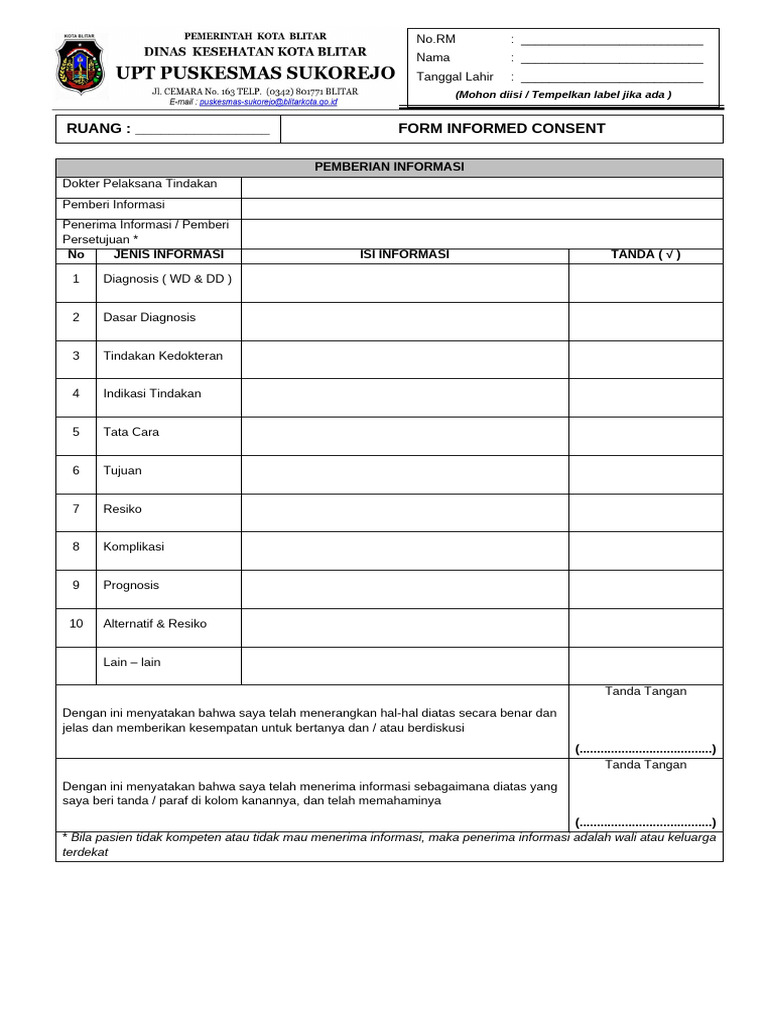 FORM INFORMED CONSENT Baru | PDF