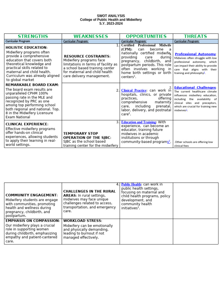 Swot Sample 2024 | PDF