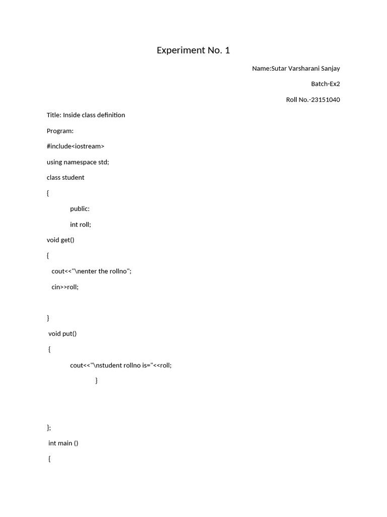 Experiment No - 1 First | PDF