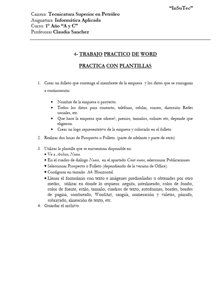 4- Trabajo Práctico de Word | PDF