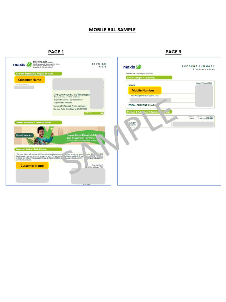 Mobile Bill Sample 2022 | PDF
