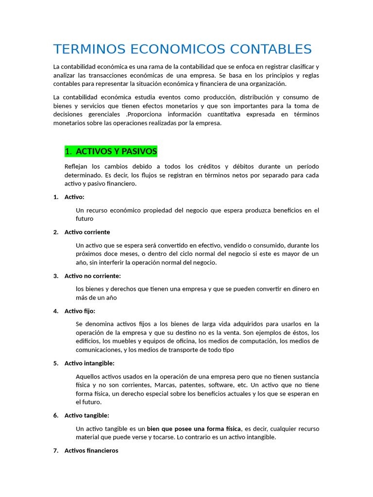 Terminos Economicos Contables | PDF