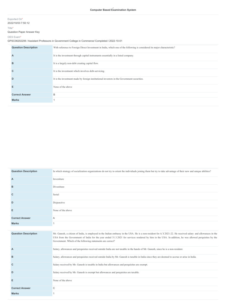 Exported On: Computer Based Examination System | PDF