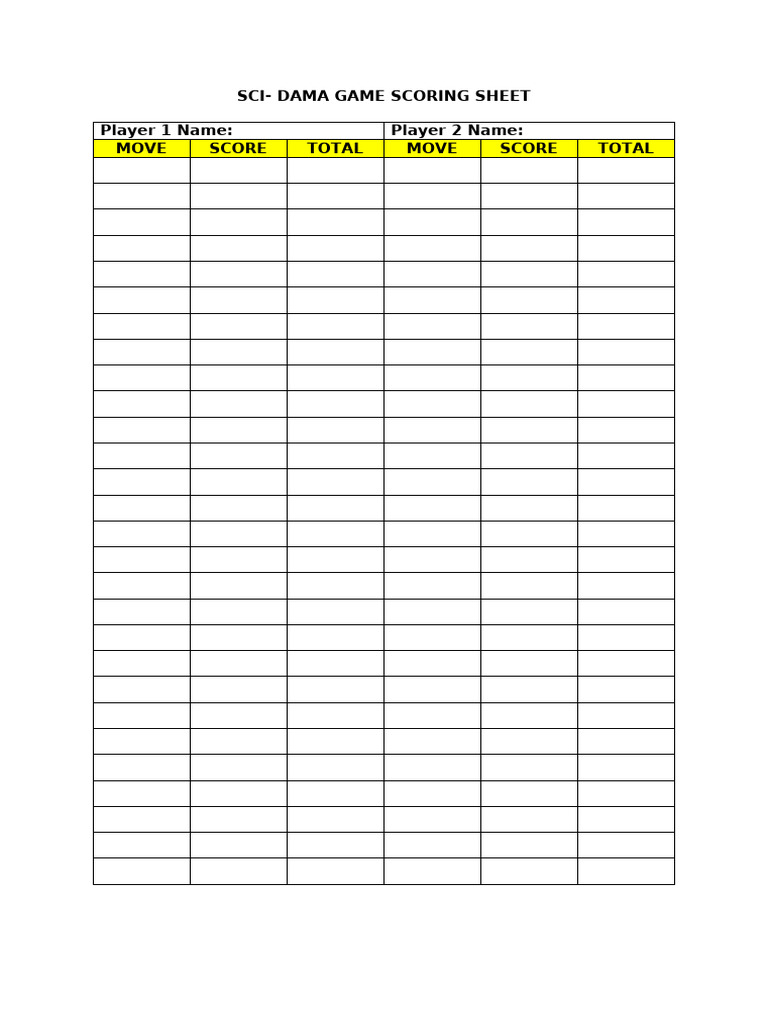 Sci Dama Scoring Sheet | PDF