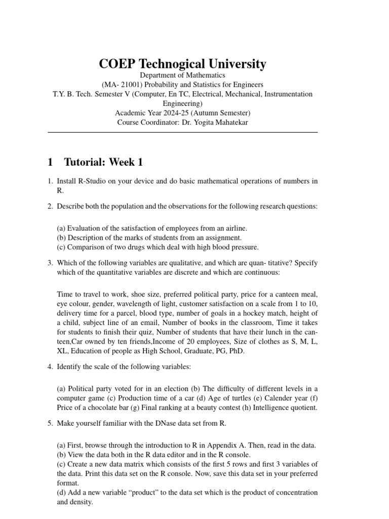 Tutorial Week1 | PDF