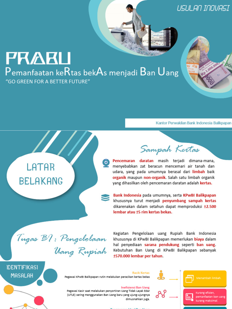 Contoh Proposal Inovasi Pemanfaatan Kertas Bekas Menjadi Ban Uang | PDF