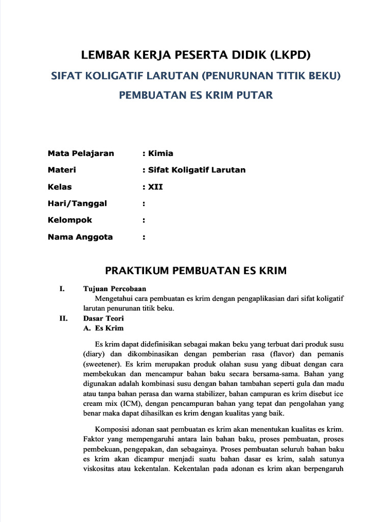LKPD Es Cream | PDF