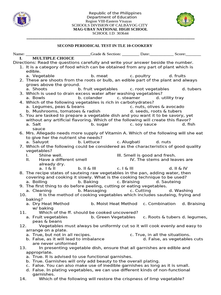 violy 2nd quarter exam in TLE 10 | PDF