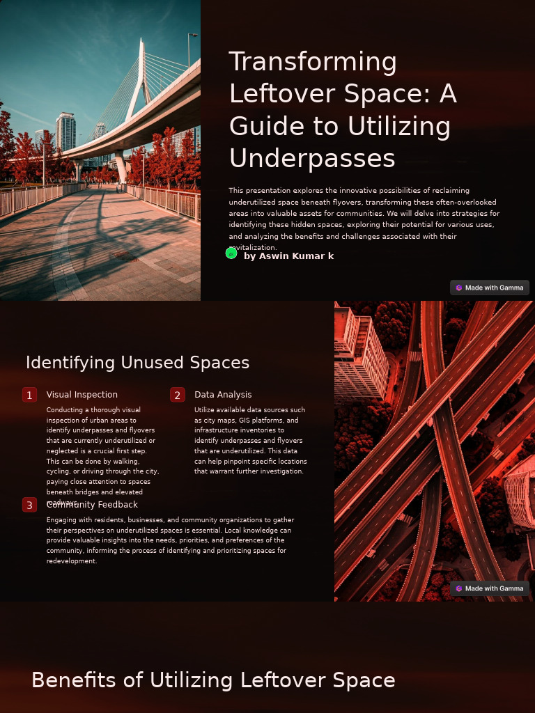 Transforming Leftover Space A Guide To Utilizing Underpasses | PDF