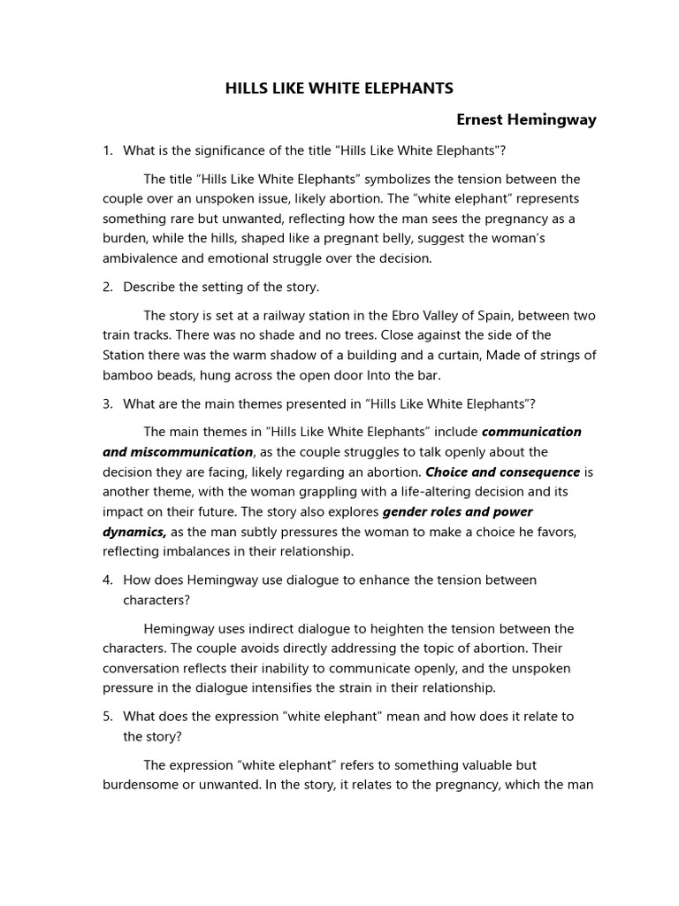 Hills Like White Elephants | PDF