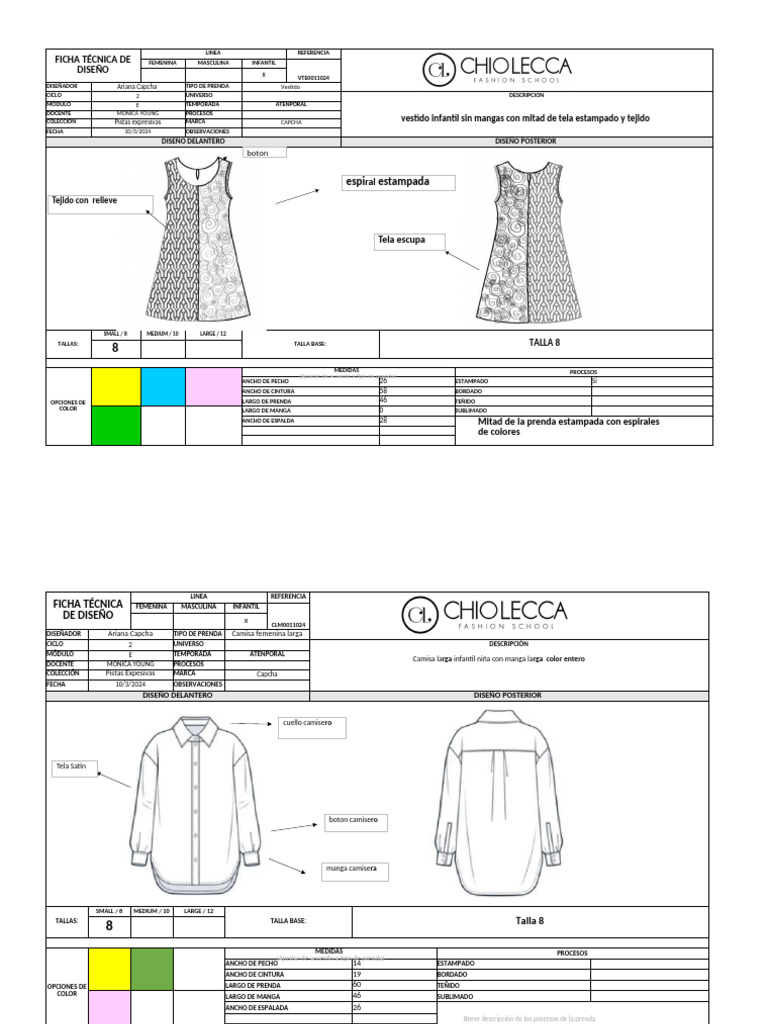 Ficha tecnica vestido - camisa | PDF