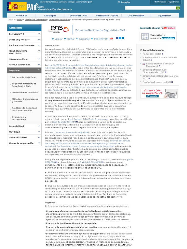 PAe - Esquema Nacional de Seguridad - ENS | PDF