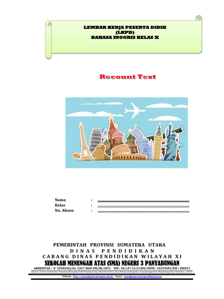 LKPD Bahasa Inggris Recount Text Sma Kelas X | PDF
