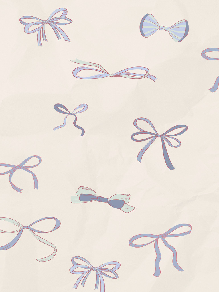 Purple Sage Cream Illustrated Coquette Bow Aesthetic Phone Wallpaper ...