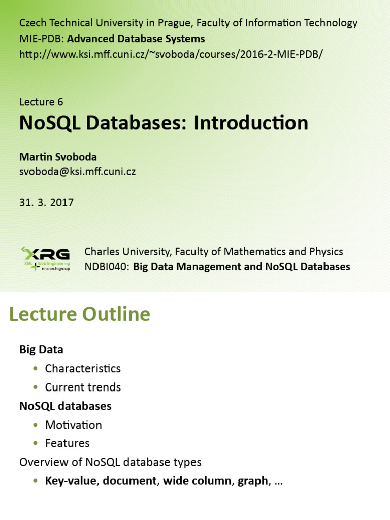 Lecture 06 NoSQL | PDF