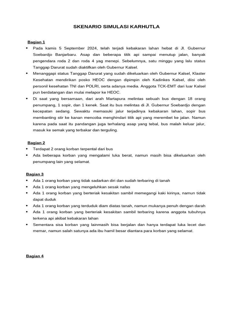 Skenario Simulasi Karhutla | PDF