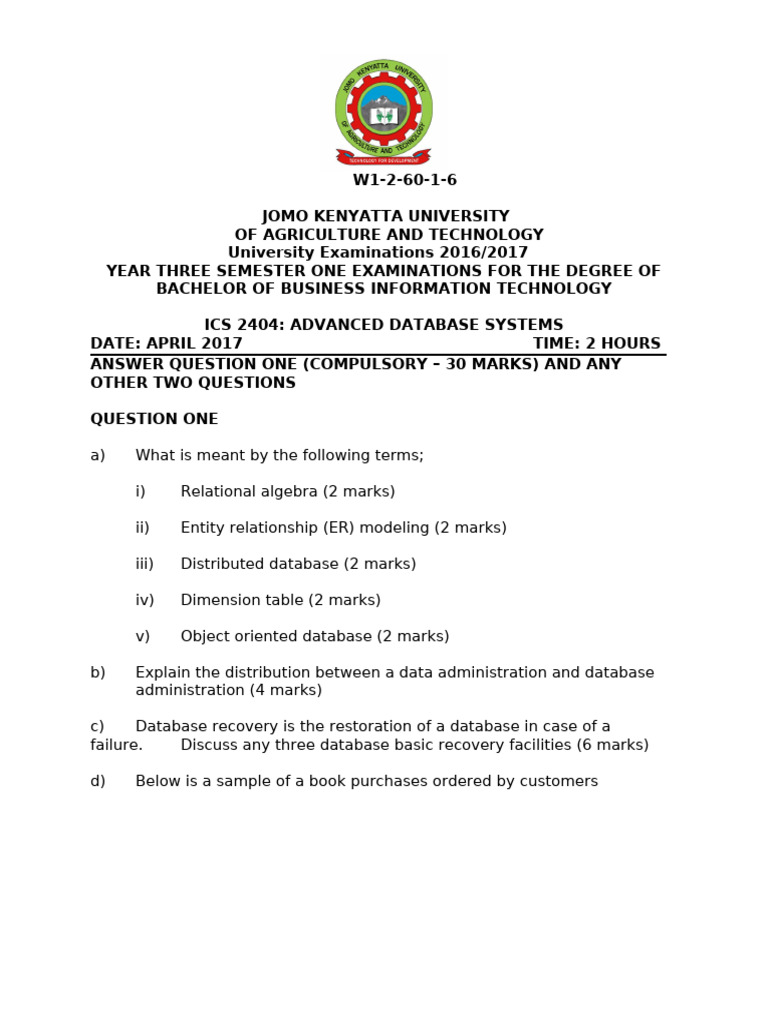Ics 2404 Advanced Database Systems | PDF