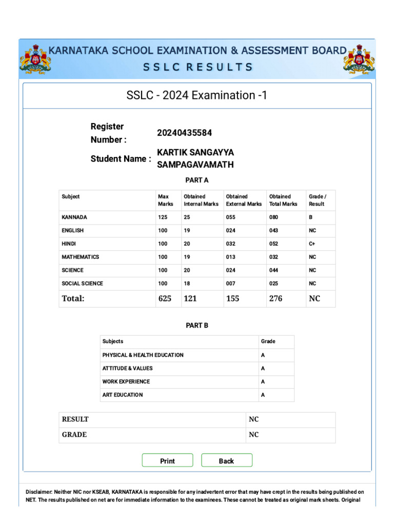 SSLC - 2024 Examination 1 Result | PDF | Student Assessment And ...