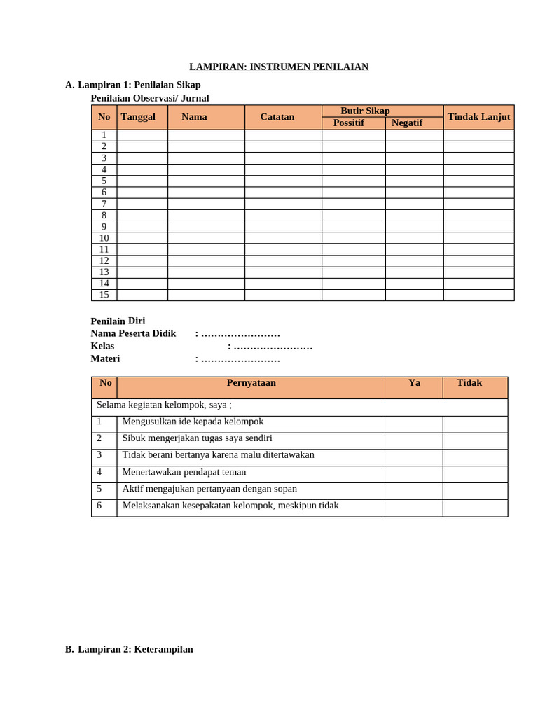 Lampiran Instrumen Penilaian | PDF