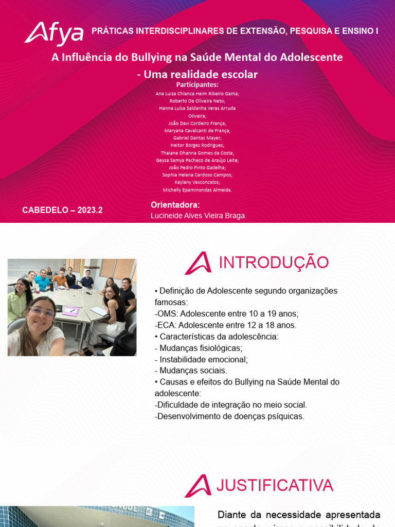 APRESENTAÇÃO PIEPE 1 GRUPO 14.pptx 2 | PDF | Assédio moral/bullying ...