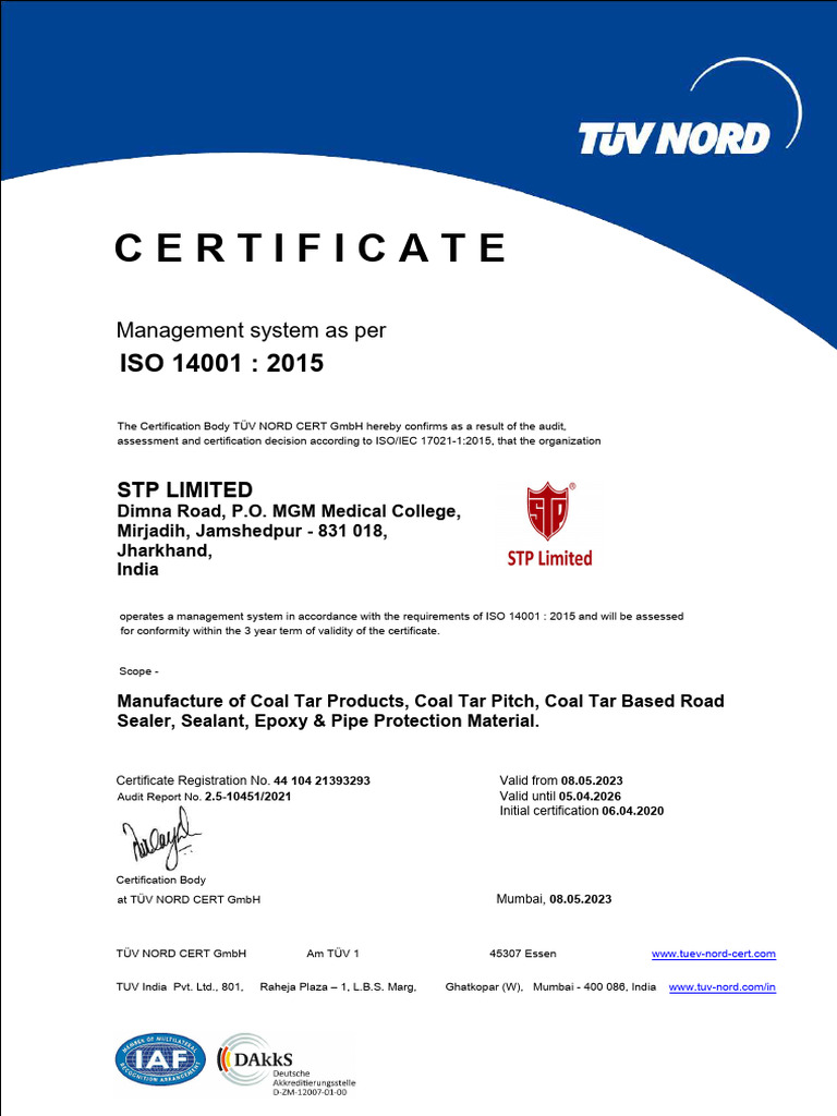 Stp Ltd Iso 14001 | PDF