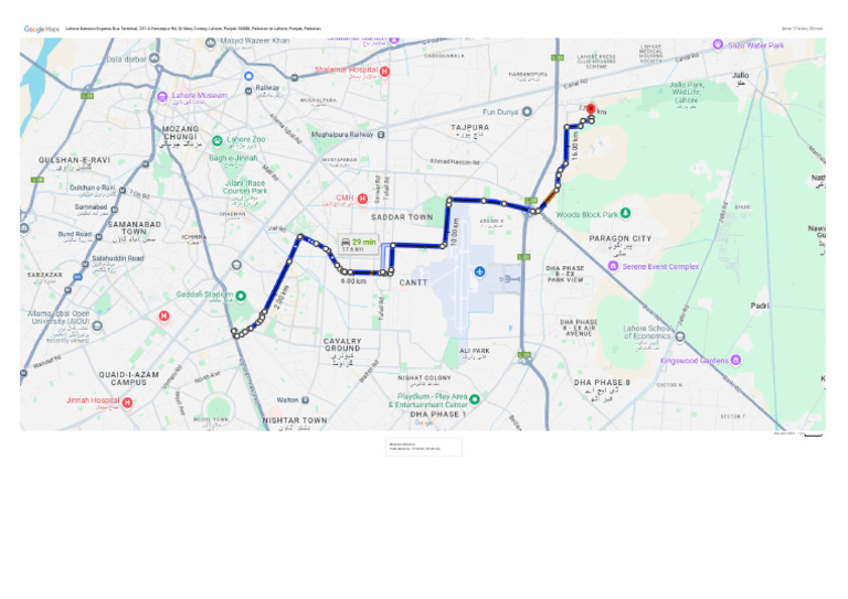 Daewoo Express Lahore To Lahore, Punjab, Pakistan - Google Maps | PDF