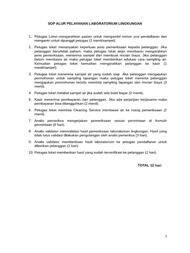 SOP Alur Lab Lingkungan Sesuai Bagan Menpan - 13 Sept 2024 | PDF