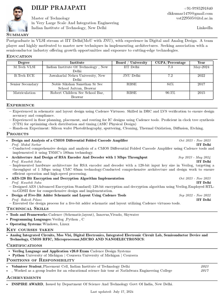 DILIP CV Analog | PDF