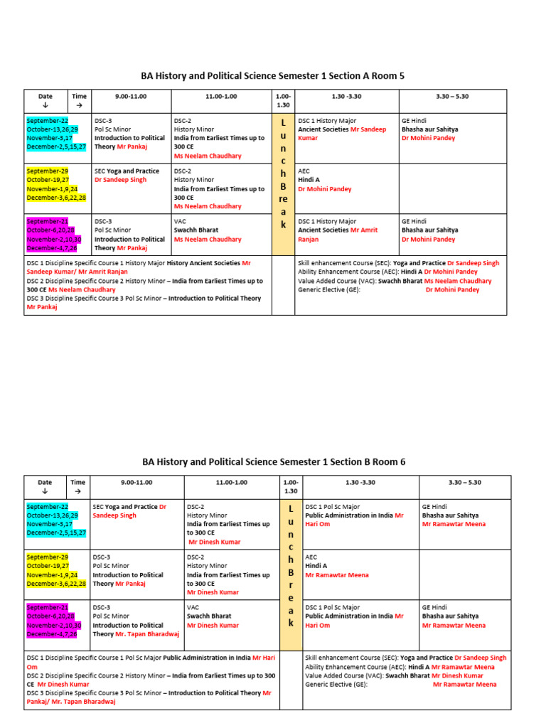 BA History Pol Sc TT Odd sem 24-25-1 | PDF