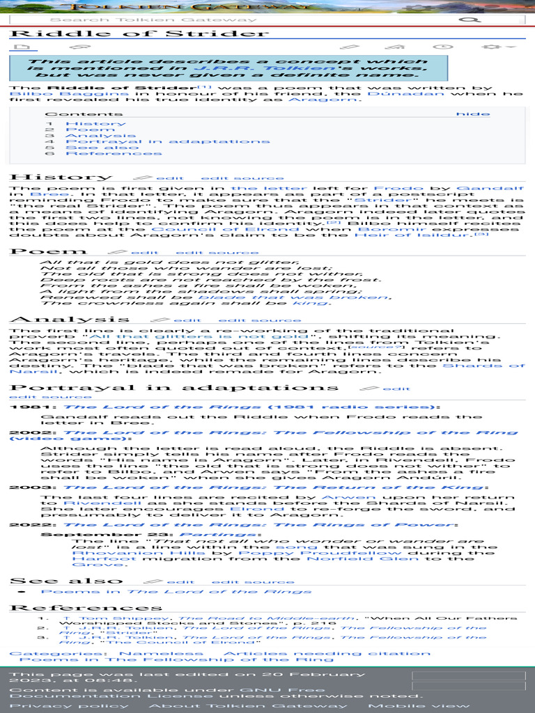 Riddle of Strider - Tolkien Gateway | PDF