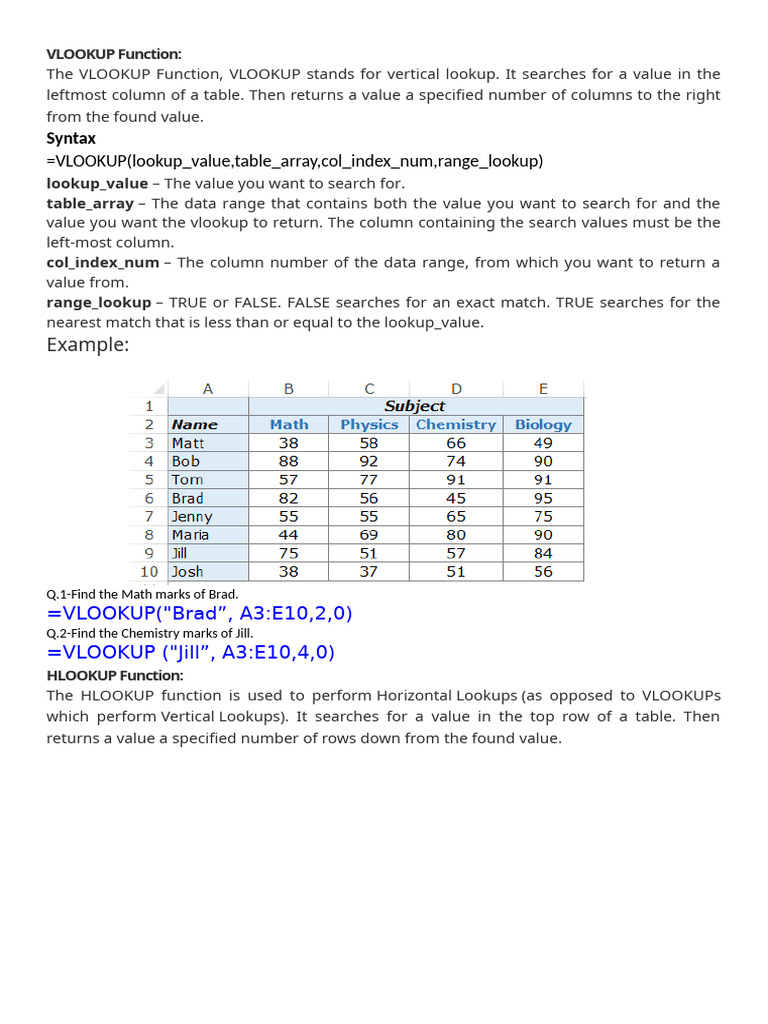 VLOOKUP Function | PDF