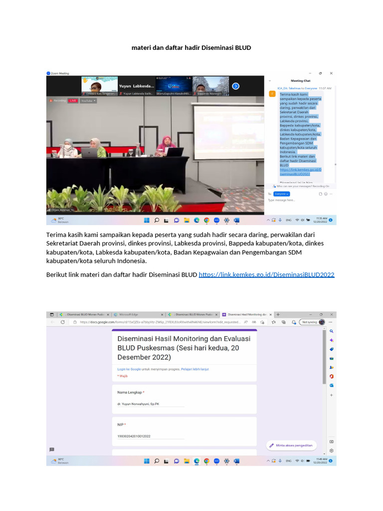 Materi Dan Link Diseminasi BLUD 20 Des 2022 | PDF