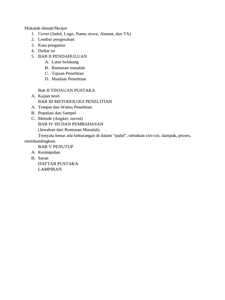 Penulisan Makalah Ilmiah Atau Mini Skripsi | PDF