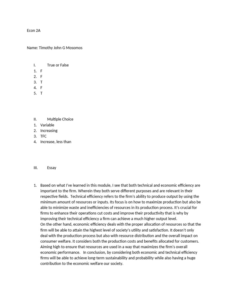 Econ 2A Module Test 3 | PDF