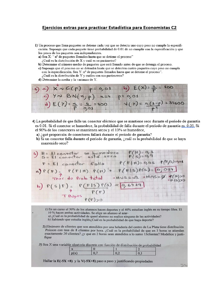 Ejercicios Extras para Practicar Estadística para Economistas C2 | PDF
