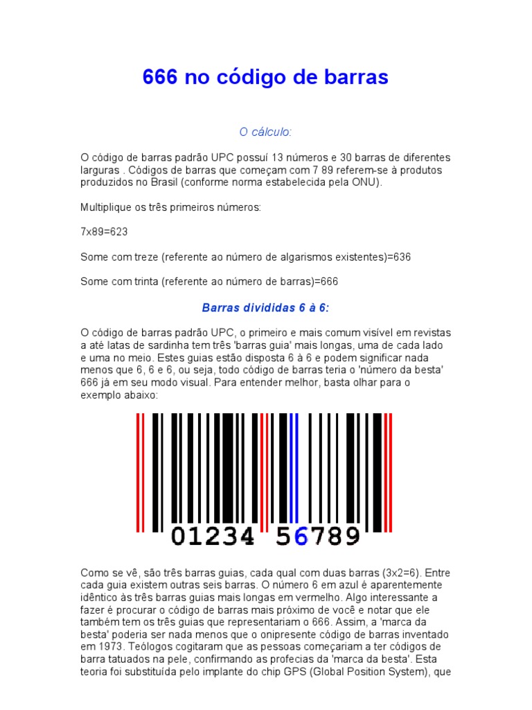 666 No Código de Barras | PDF | Código de barras | Notação