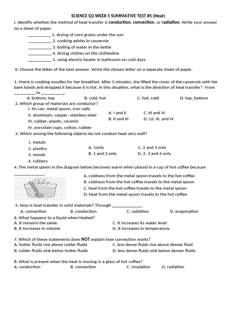 SCIENCE Q3 SUMMATIVE TEST # 5 HEAT new | PDF