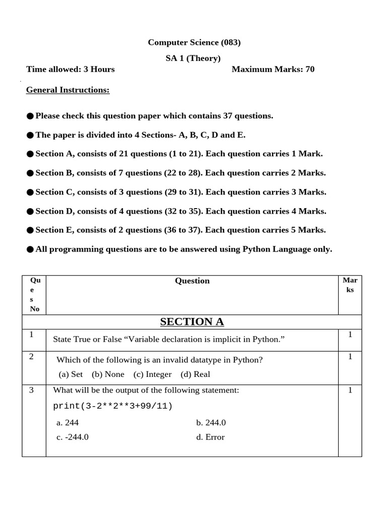 COMM SA 1 CLass 12 2024 | PDF | Parameter (Computer Programming) | Computer Data