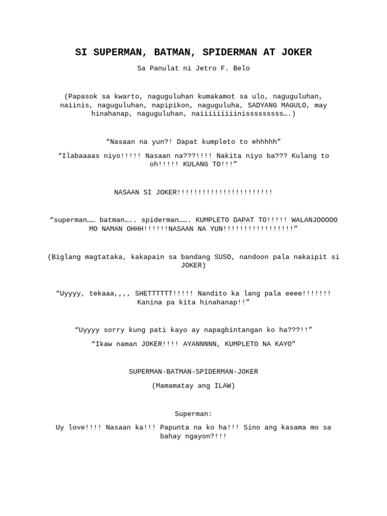 Si Superman Batman Spiderman at Joker | PDF