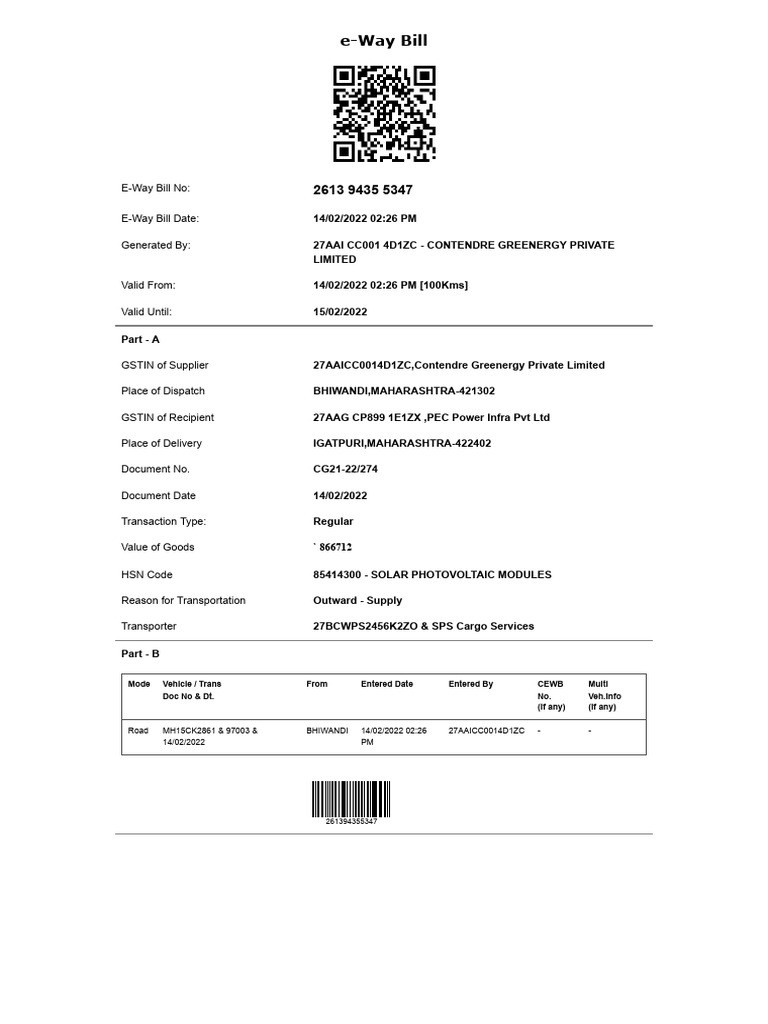 E-Way Bill System | PDF