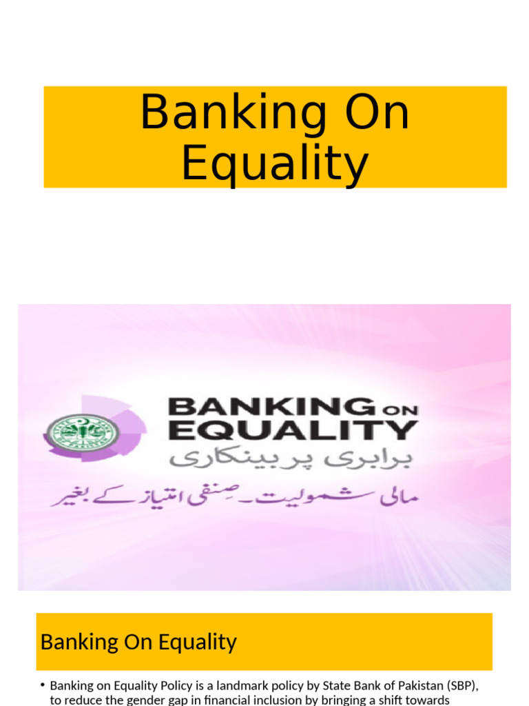 Banking on Equality: SBP Gender Policy | PDF | Financial Inclusion ...