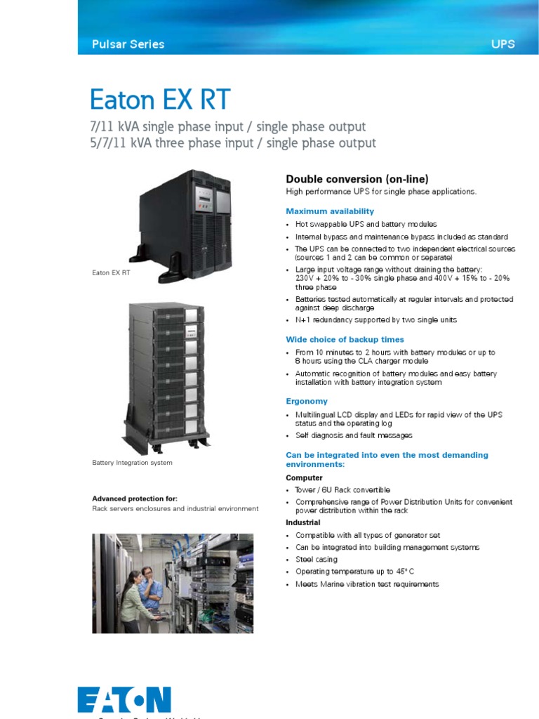 Eaton EX RT Datasheet Eng | PDF | Battery (Electricity) | Electric Power