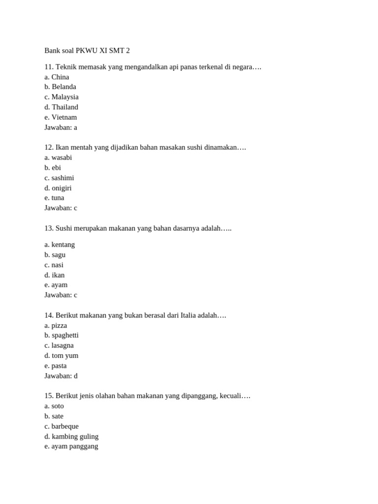 SOAL Pkwu Kelas 11 SMT 2 | PDF