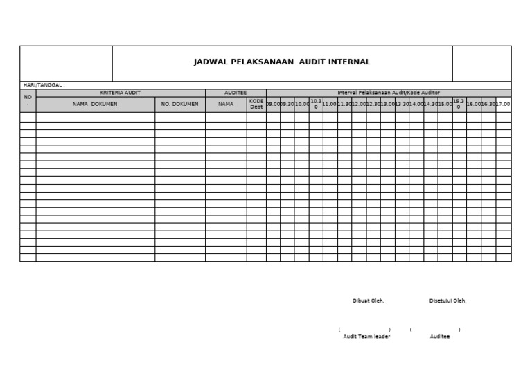 8 Form Kosong Jadwal Pelaksanaan Audit Internal | PDF