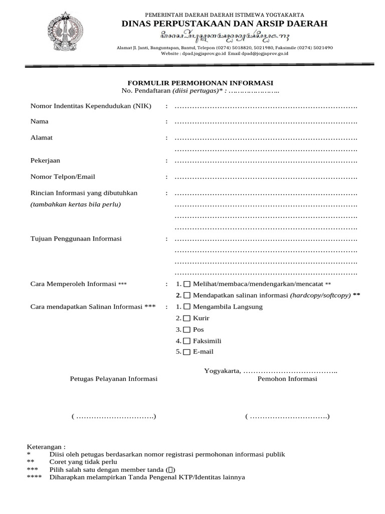 Formulir Permohonan Informasi | PDF