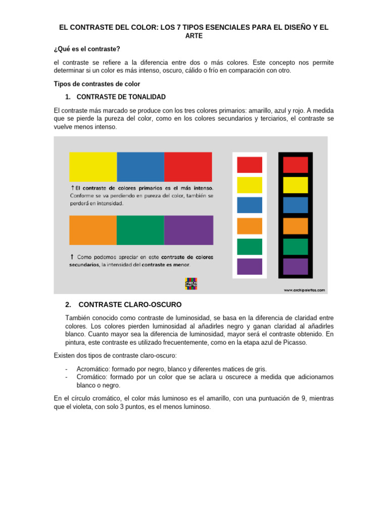 Tipos de Contraste Del Color | PDF