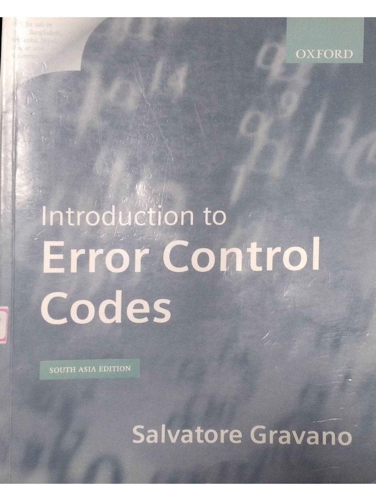 Introduction To Error Control Codes Salvatore Gravano | PDF